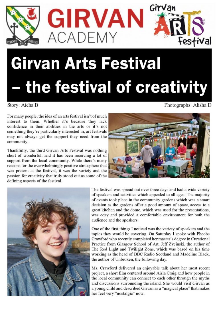 GAF Girvan Academy News Article | Girvan Arts Festival